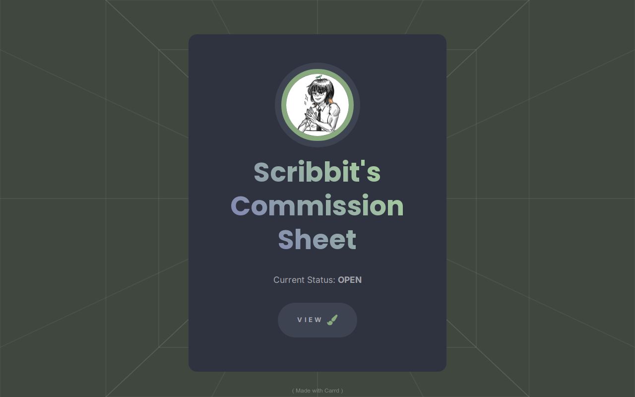 Scribbit's commission sheet